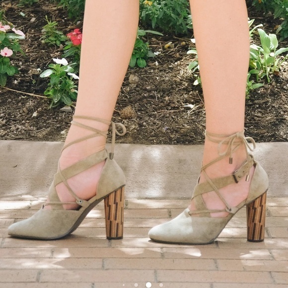 Mi.iM | Shoes | Miim Pandora Heel Strappy Faux Suede 4 Inch Geometric ...